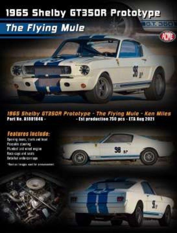 Schaalmodel Shelby Gt350r #98bp *the Flying Mule* Prototype Ken Miles ...