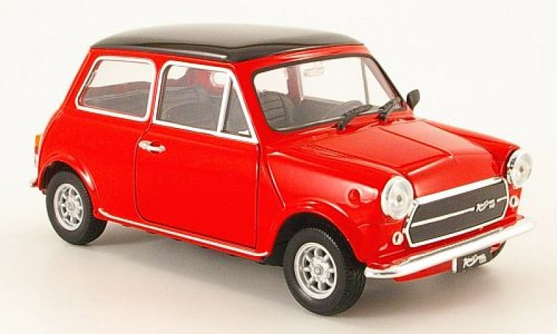 Schaalmodel Mini Cooper 1300, 1974 , Rood Zwart 1/24 | Welly