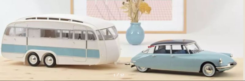 Modèle réduit Citroën Ds 19 1959 Blauw Nuage & Aubergine & Caravane ...